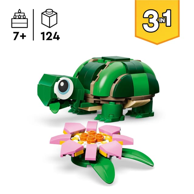 LEGO Creator 3-in-1-Set 31377 Schildkröte mit Seerose, Modellbau ab 7 ...