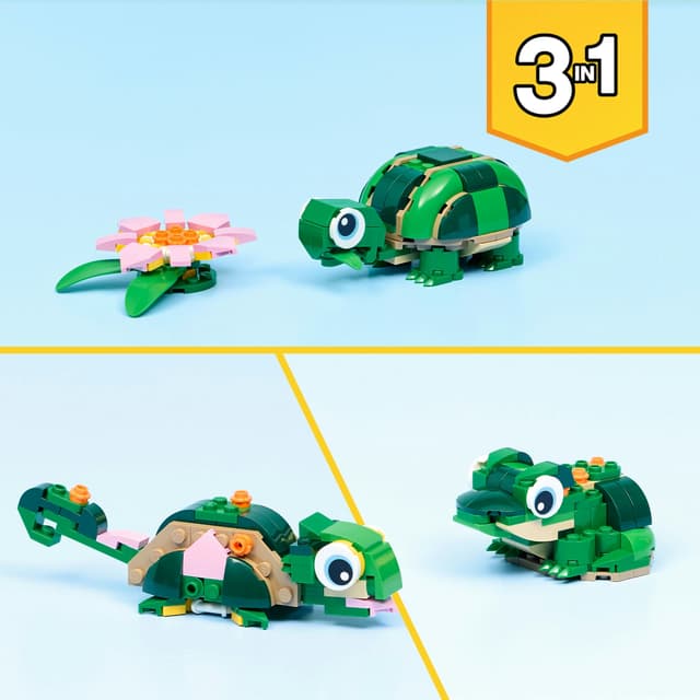 LEGO Creator 3-in-1-Set 31377 Schildkröte mit Seerose, Modellbau ab 7 ...