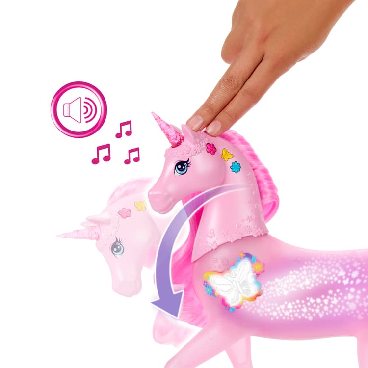 Barbie funkelnd leuchtendes Einhorn mit 20 interaktiven Kombinationen ...