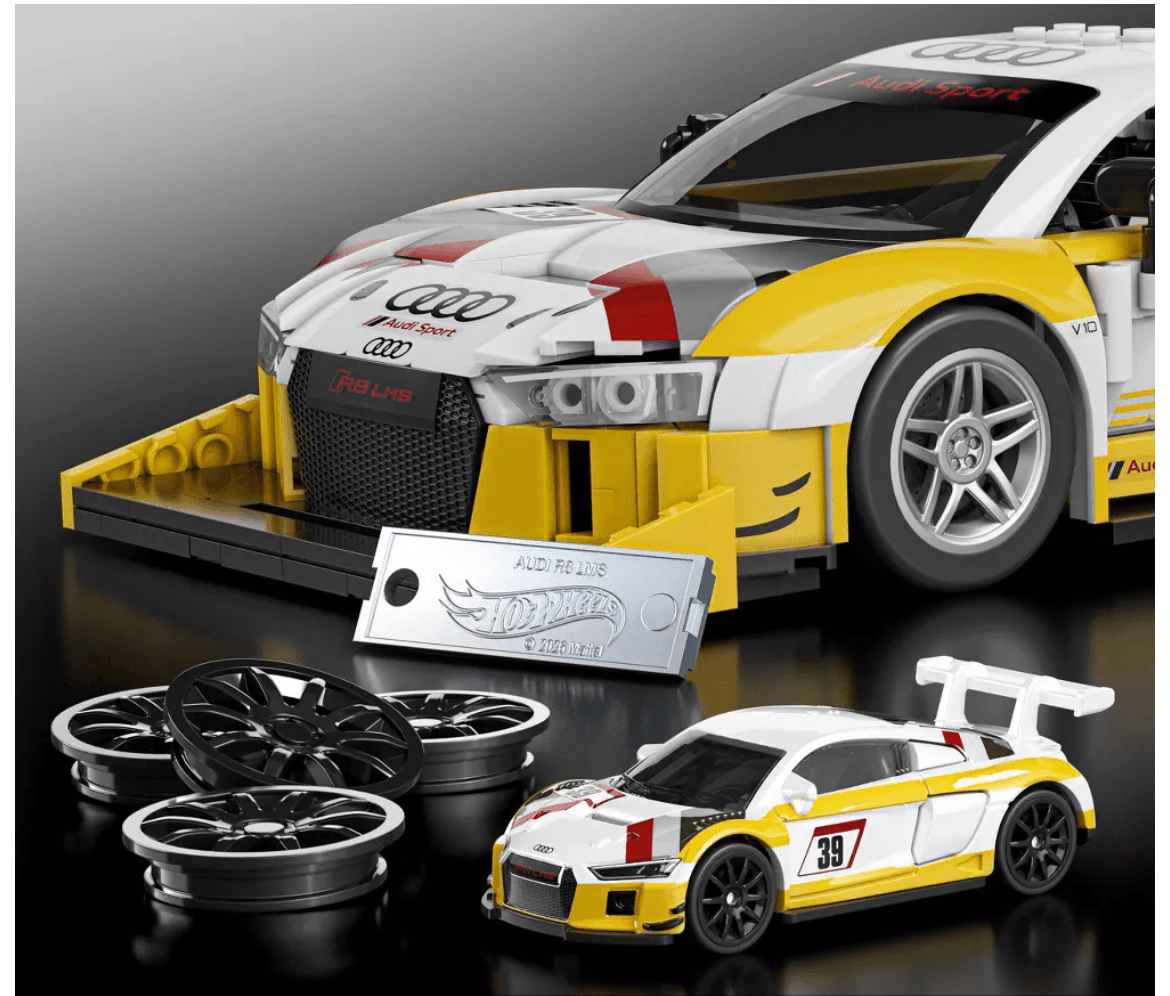 Mattel Brick Shop Hot Wheels ‘15 Audi R8 Lms Building Toy Kit (820 ...