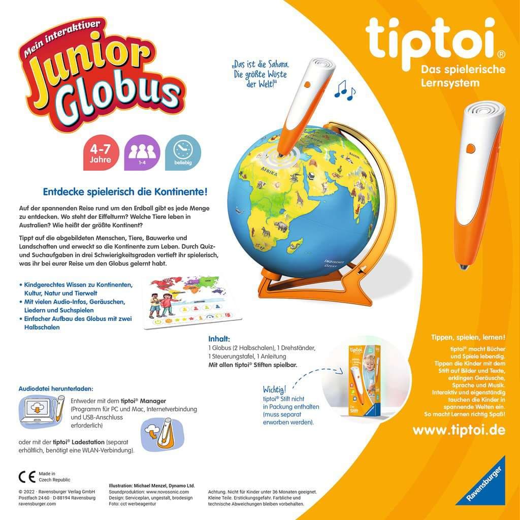 Ravensburger tiptoi - Mein interaktiver Junior Globus - Kinderspielzeug ...