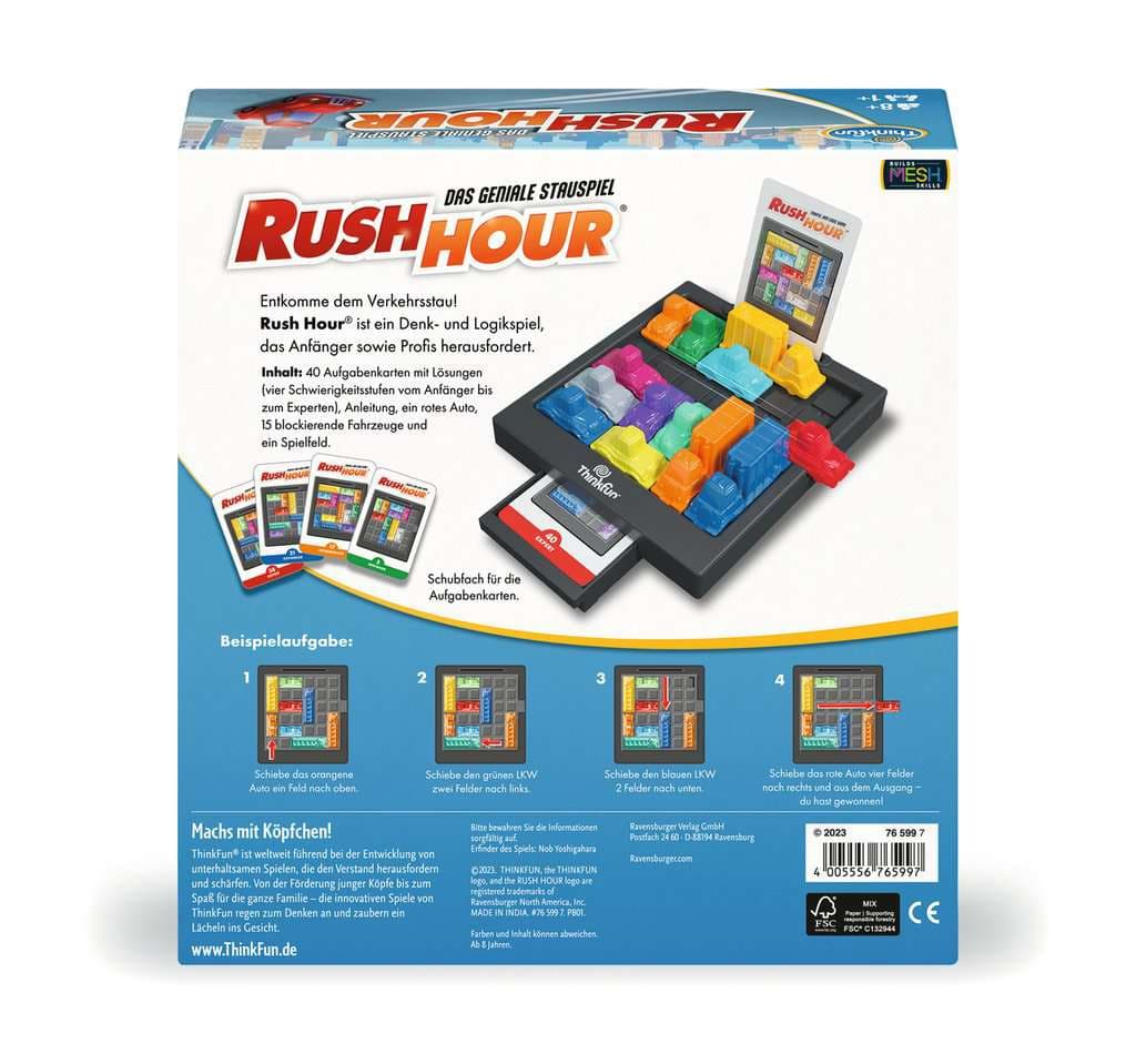 Thinkfun - Rush Hour® - Das geniale Stauspiel. Logikspiel von Thinkfun für Jungen und Mädchen ab ...