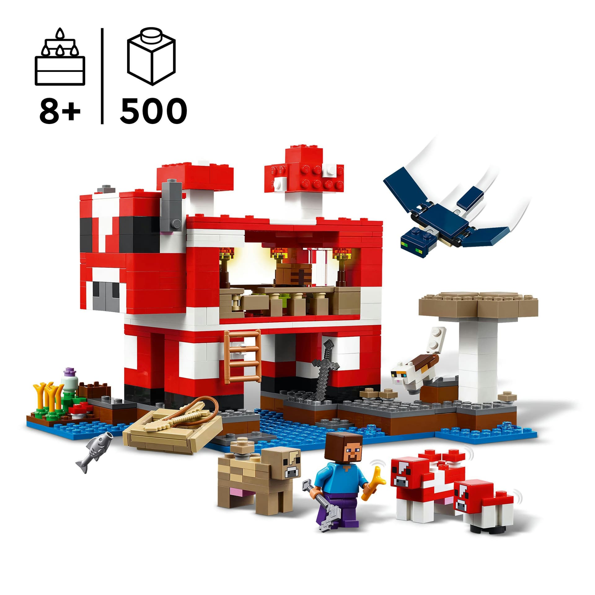 LEGO Minecraft Das Pilzkuh-Haus, Kinderspielzeug zum Videospiel 21270 ...