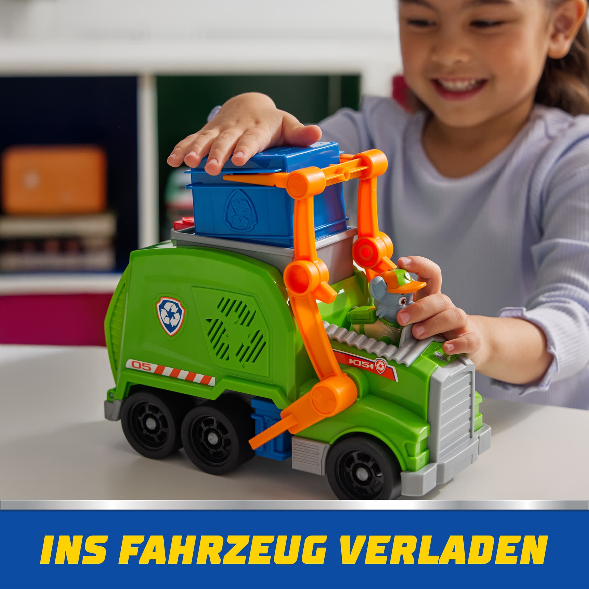PAW Patrol, Extragroßer Recycling-Truck mit Rocky Spielfigur und ...
